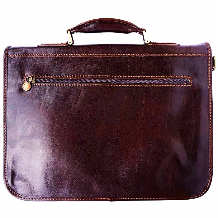 Dark Brown Leather Briefcase | Organized Style – Leather Italiano